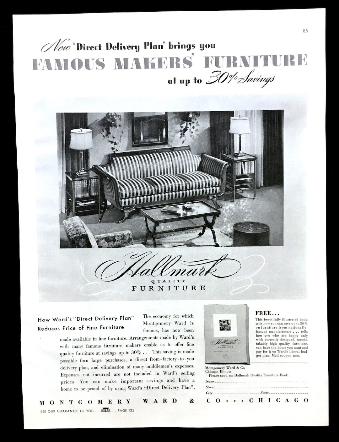 1941 Hallmark Furniture Vintage Ad, Advertising Art, 1940's Decor ...