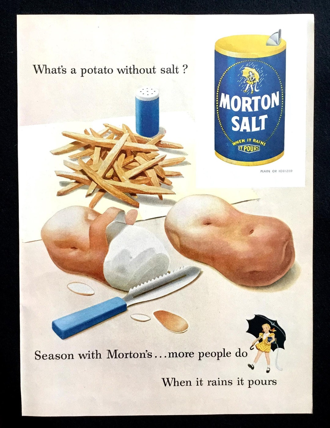 1952 Morton Salt Ad, French Fries, Vintage Kitchen Decor - Etsy
