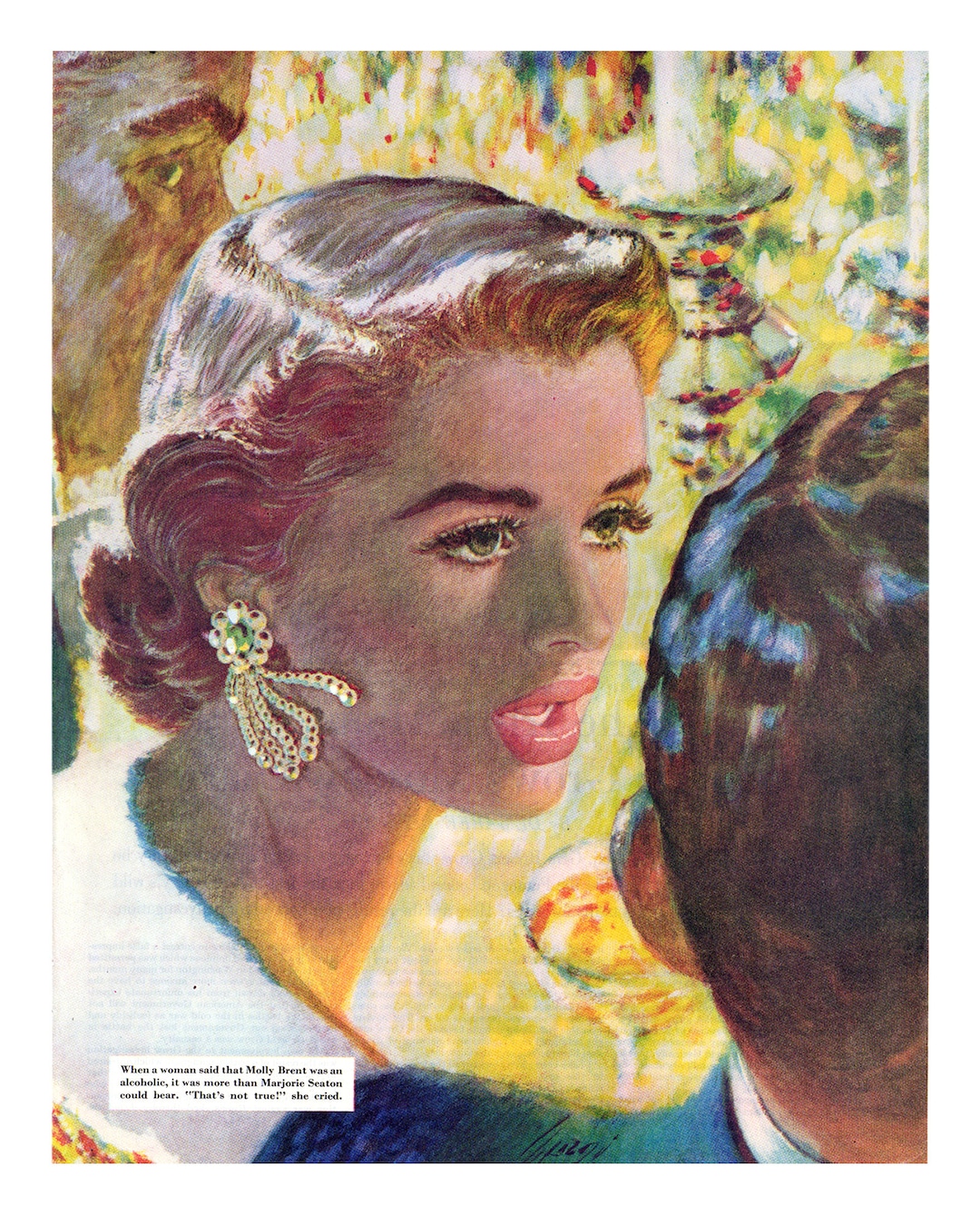 1952 Vintage Magazine Illustration, Story Art, 1950's Fashion, Magazine ...