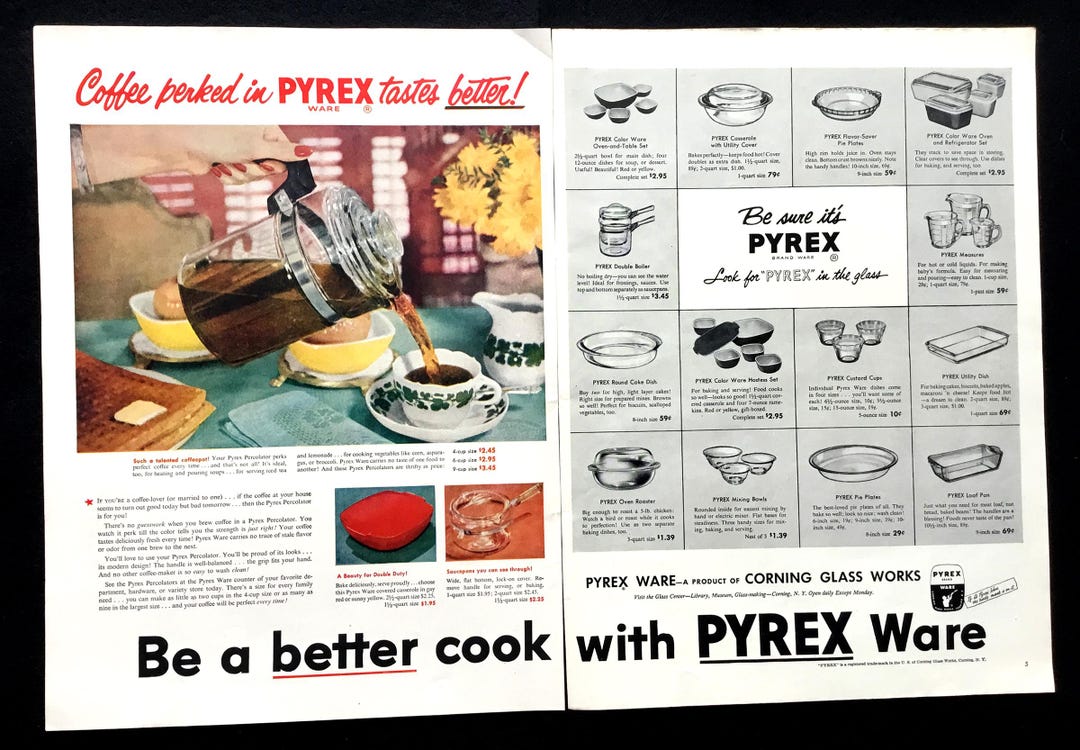 1952 Pyrex Ware Vintage Ad, Advertising Art, Magazine Ad, Kitchen Decor ...
