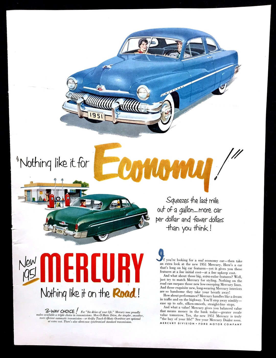 1951 Mercury Car Ad, Vintage Magazine Print - Etsy