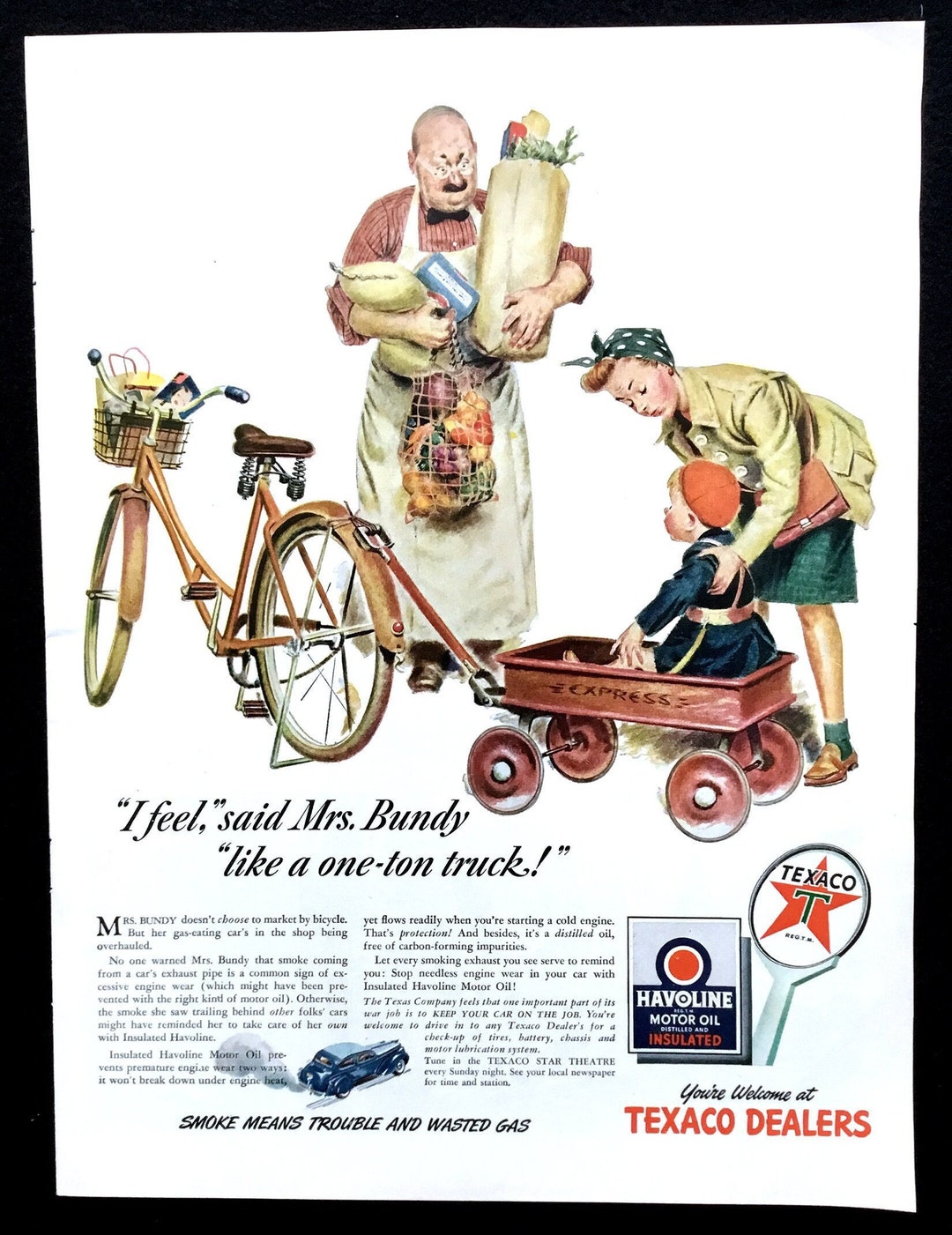1943 Texaco Havoline Motor Oil Ad, Vintage Magazine Print - Etsy
