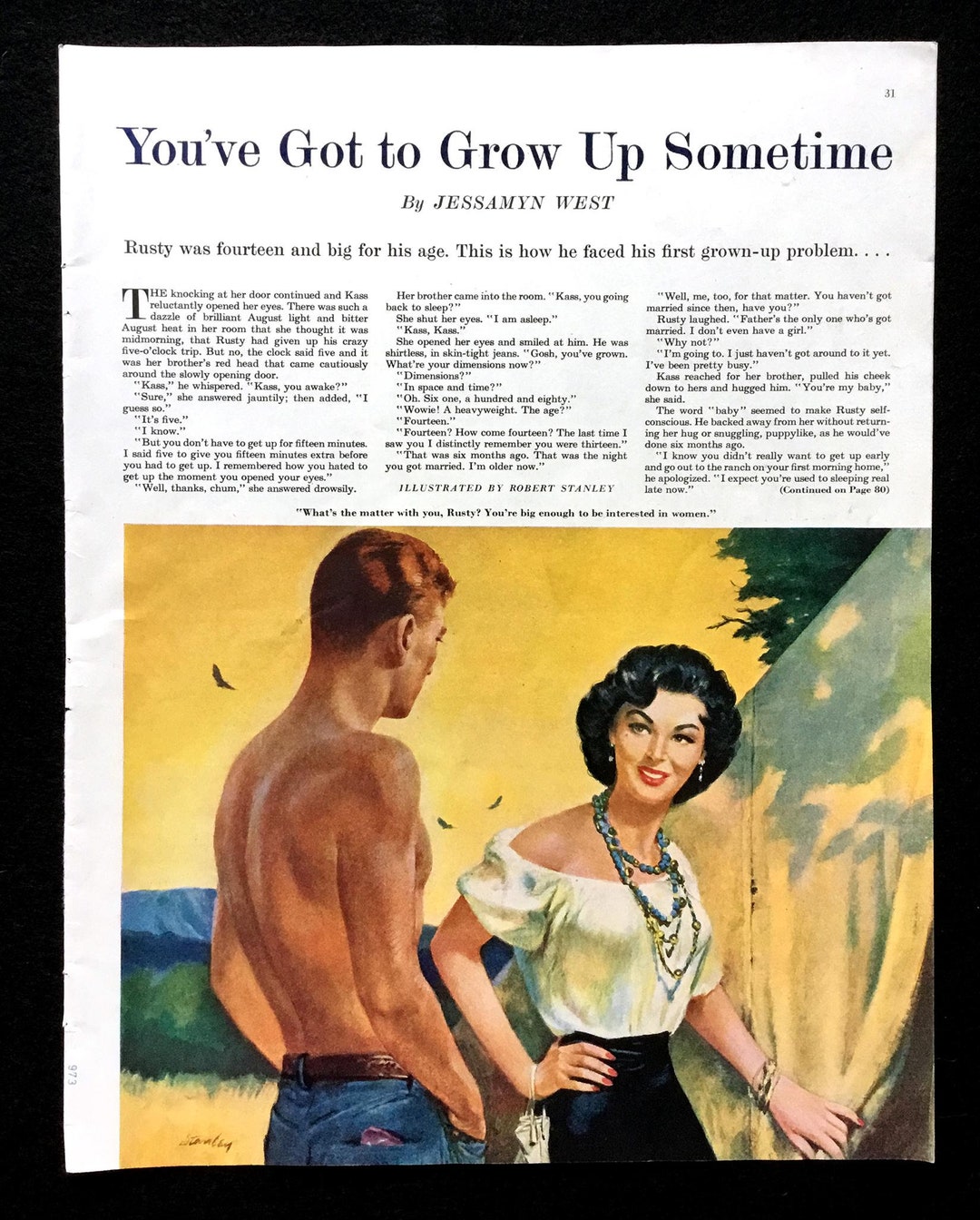 1950's Vintage Magazine Illustration, Story Art, 1950's Couple ...