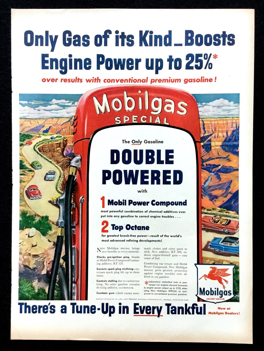 1954 Mobilgas Vintage Ad, Advertising Art, Magazine Ad, 1950's Travel ...