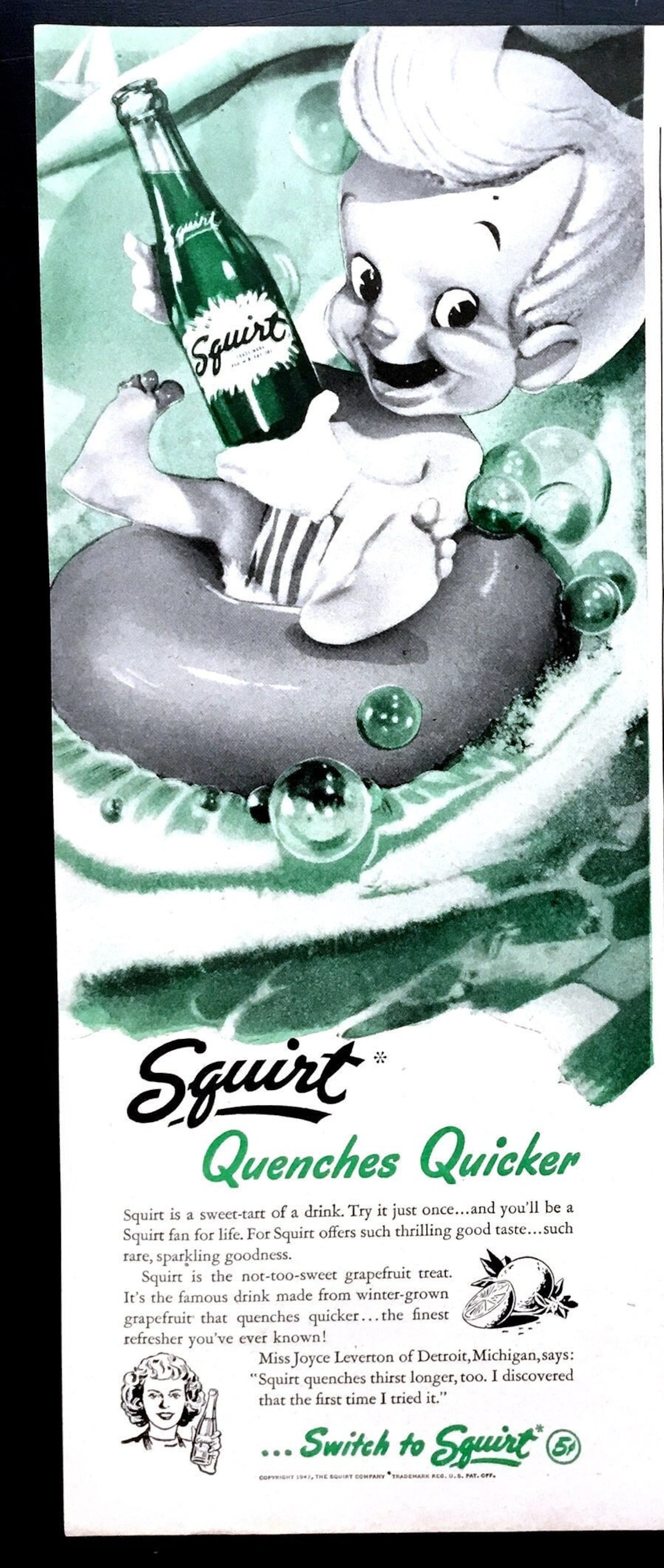 1947 Squirt Soda Vintage Ad, Advertising Art, Magazine Ad, Soft Drink ...