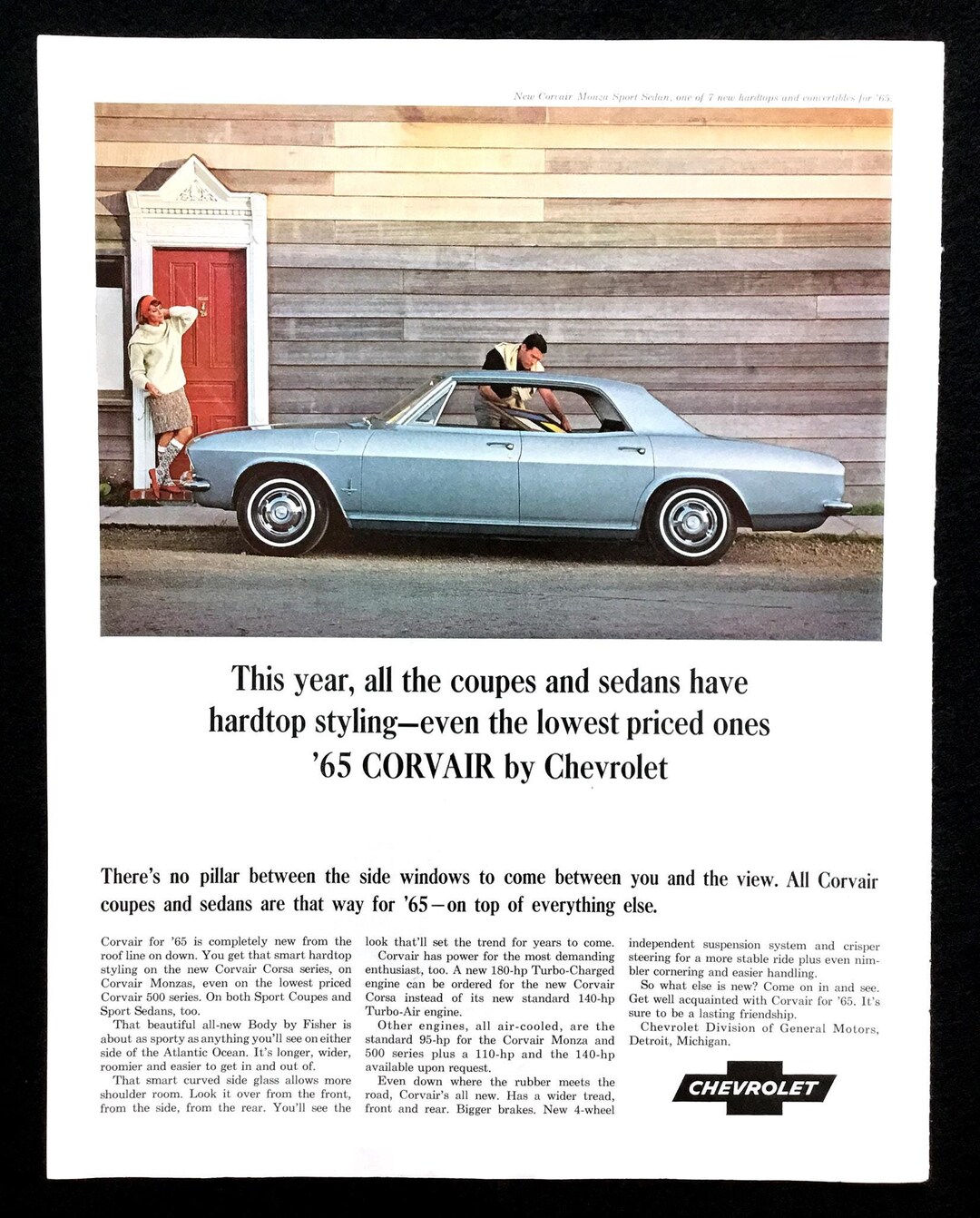 1965 Corvair Monza Ad, Vintage Chevrolet Print (10.5x13.5) - Etsy