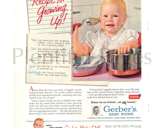 1955 Gerber's Baby Foods Vintage Ad, Advertising Art, Gerber Baby ...