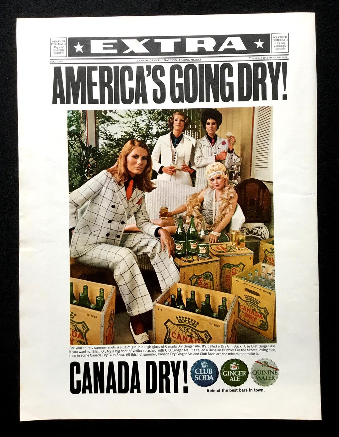 1968 Canada Dry Ad, Club Soda, Vintage Magazine Print - Etsy