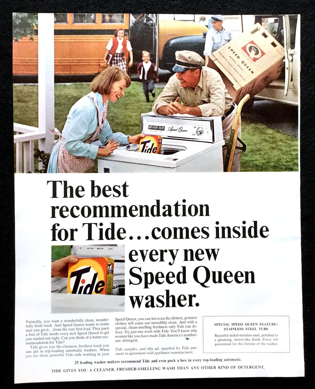 1965 Tide & Speed Queen Washer Vintage Ad, Advertising Art, 1960's ...