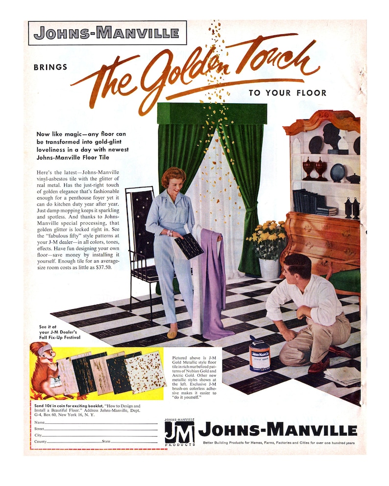 1959 Johns-manville Floor Tile Ad, Vintage Home Decor - Etsy