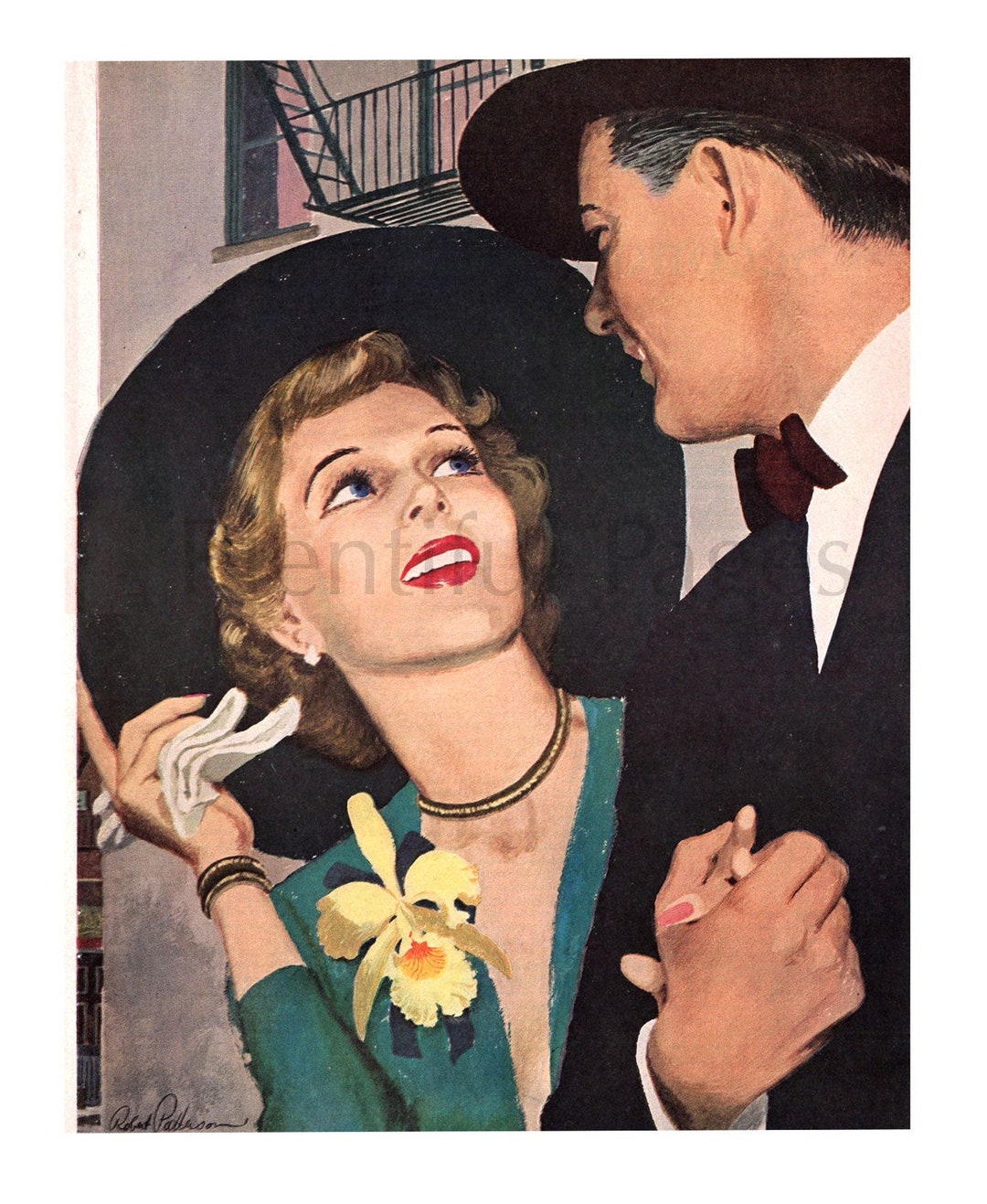 1950 Vintage Magazine Illustration, 1950's Couple, 1950's Fashion ...