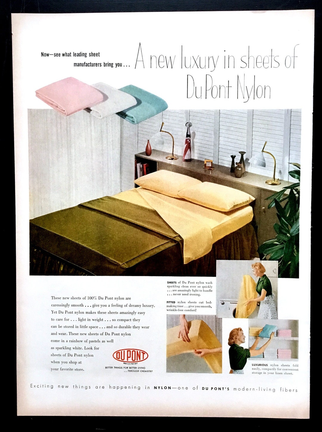1954 Dupont Nylon Ad, Vintage Magazine Advertising Art - Etsy