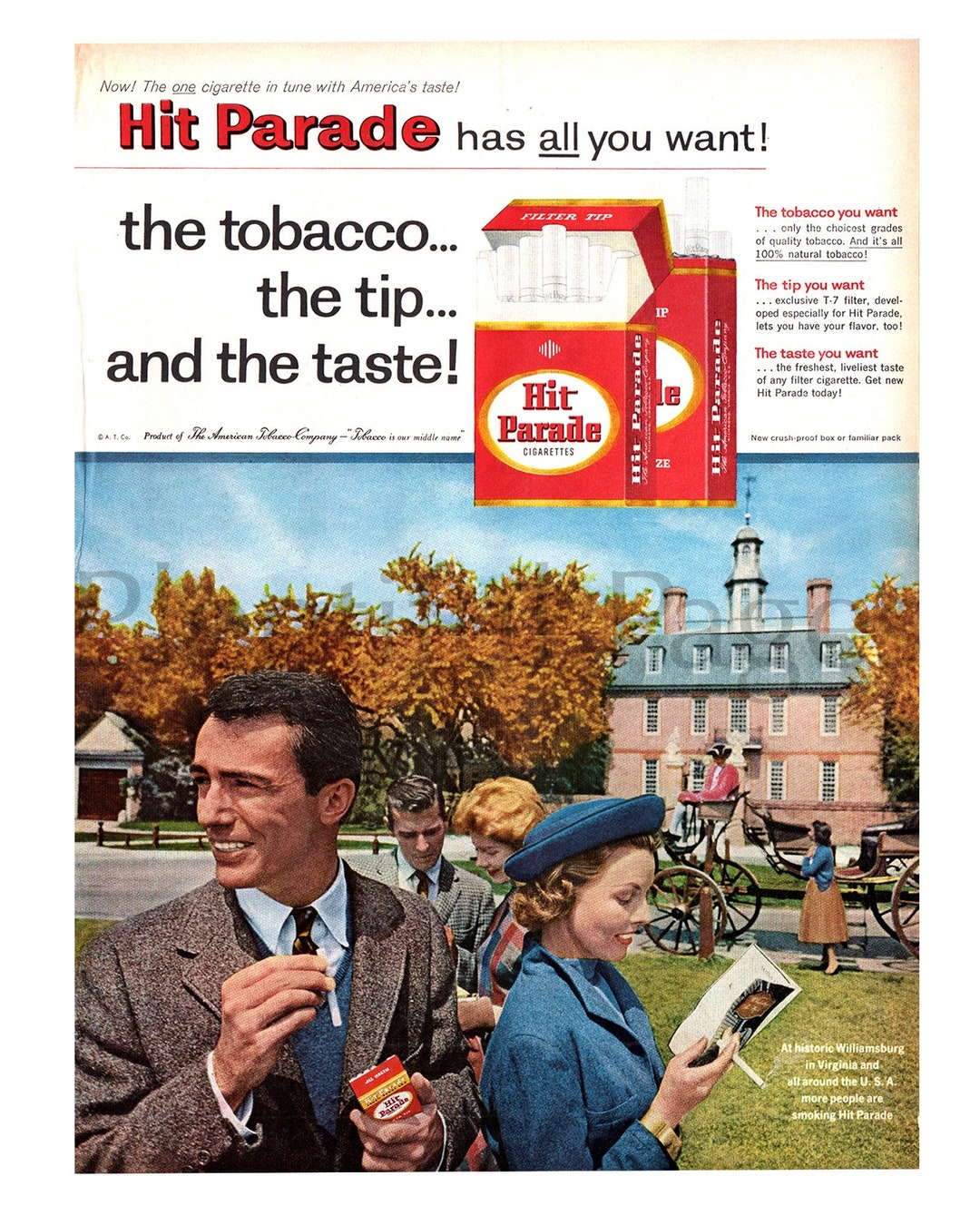 1957 Hit Parade Cigarettes Vintage Ad, Advertising Art, Williamsburg ...