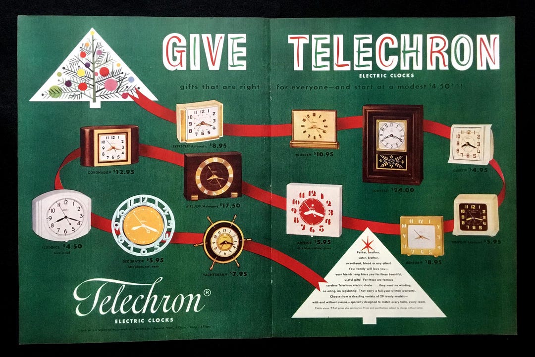 1950s Telechron Electric Clocks Vintage Magazine Ad - Etsy