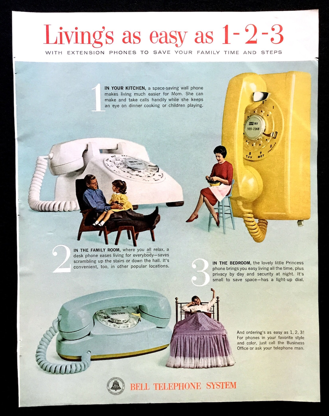 1963 Bell Telephone System Vintage Ad, Advertising Art, Princess Phone ...