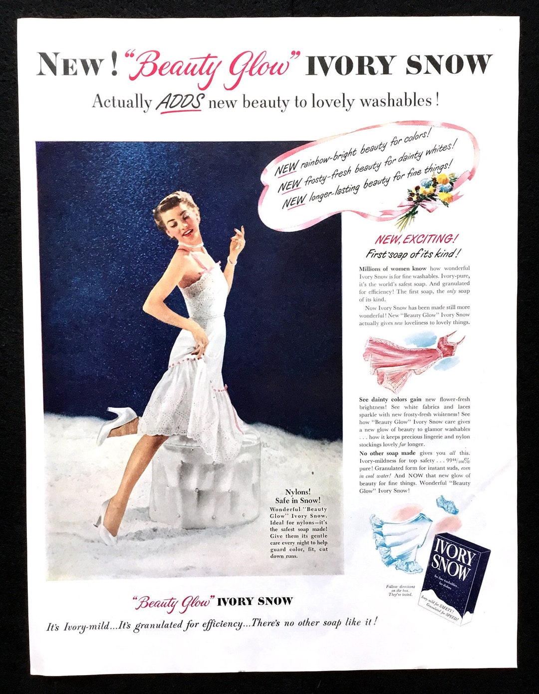 1950s Ivory Snow Ad, Vintage Magazine Print, Lingerie Art - Etsy