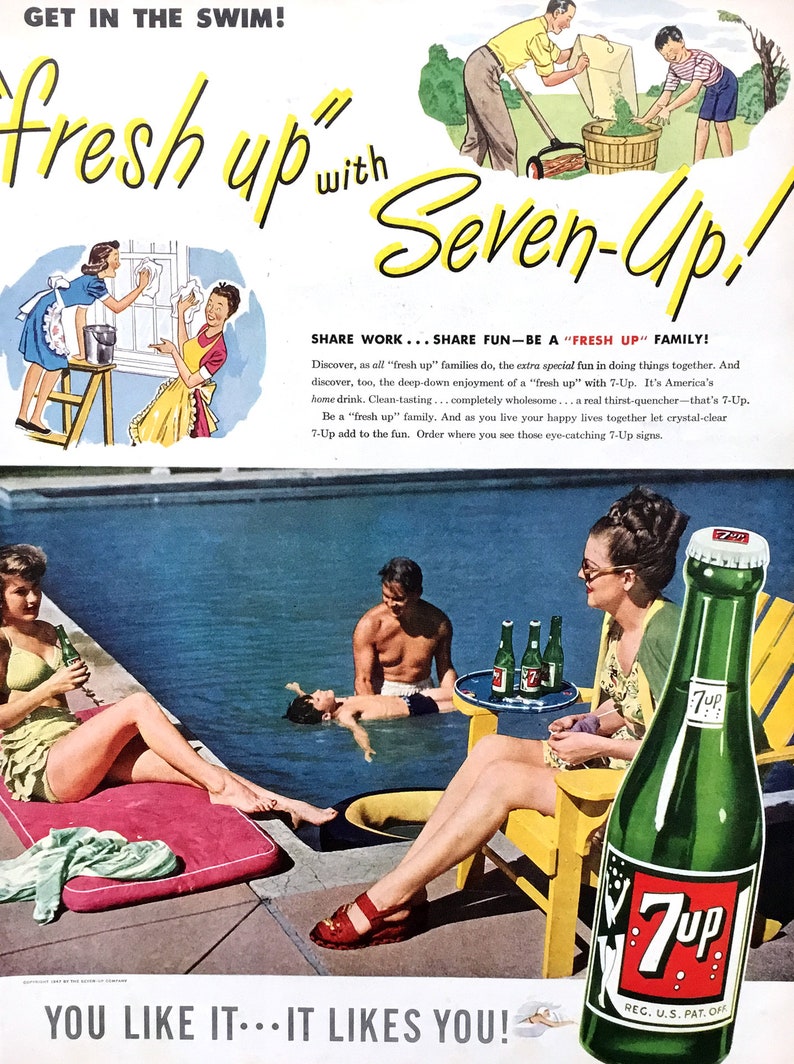 1947 7-up Ad, Mid-century Family, Soda Print - Etsy