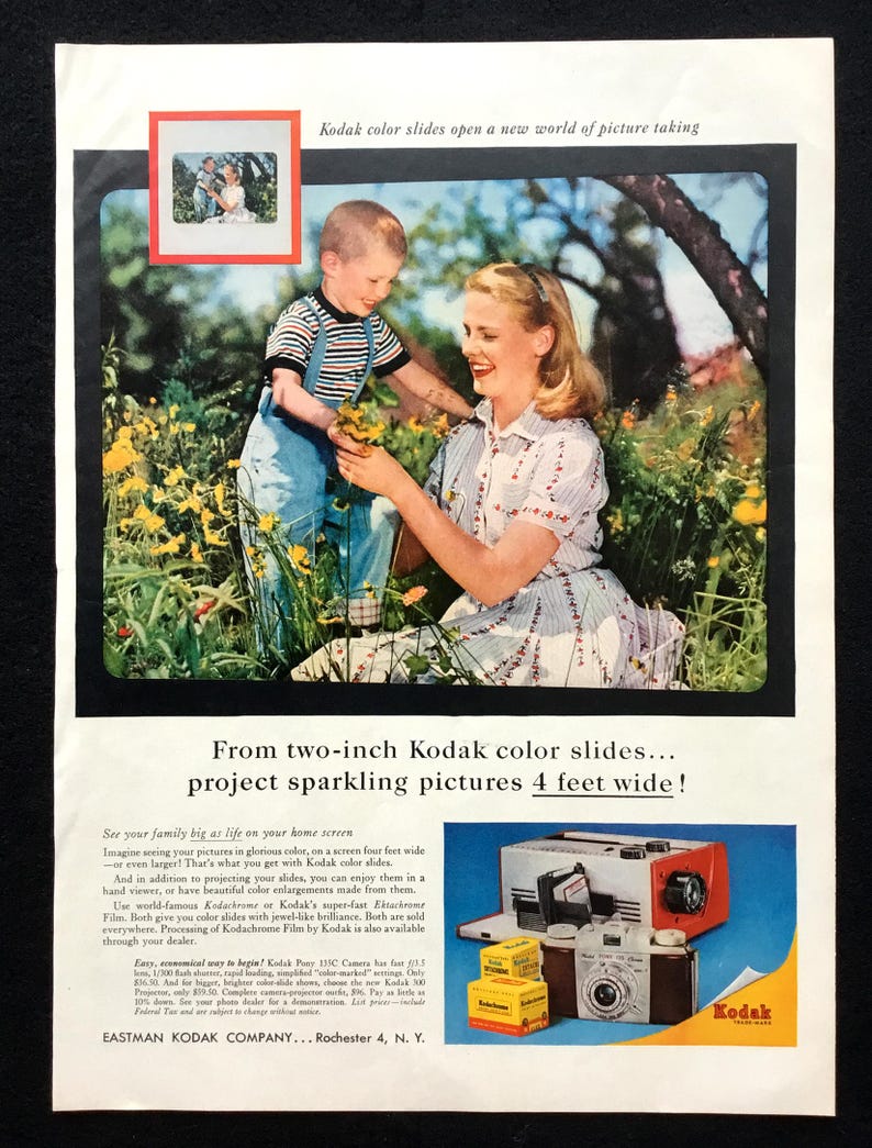 1957 Kodak Color Slides Vintage Magazine Ad, Camera Advertising Art - Etsy
