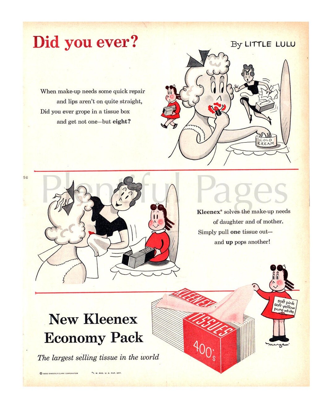 1956 Kleenex Tissues Vintage Ad, Little Lulu, Advertising Art, Tissue ...