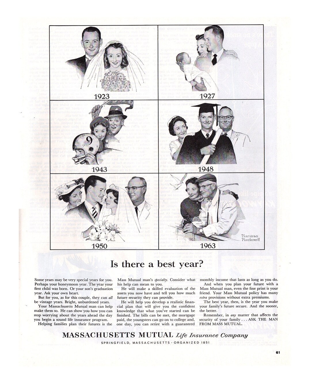 1963 Massachusetts Mutual Life Insurance Vintage Ad, Norman Rockwell ...