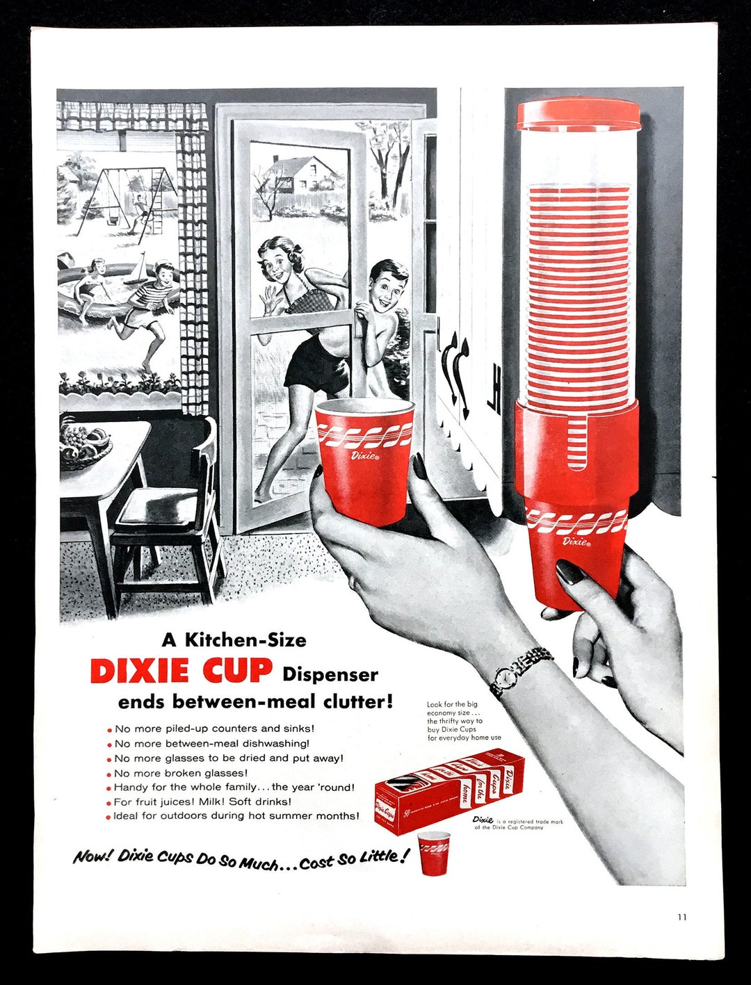 1950's Dixie Cups Vintage Ad, Advertising Art, Magazine Ad, Kitchen ...