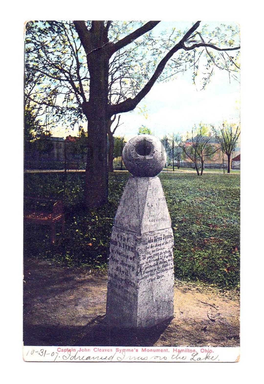 1907 Captain John Cleaves Symme's Monument, Hamilton, Ohio Vintage ...