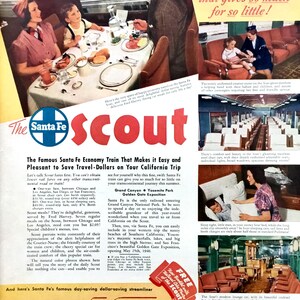 1940 Santa Fe Scout Train Ad, California Travel, Vintage Print - Etsy