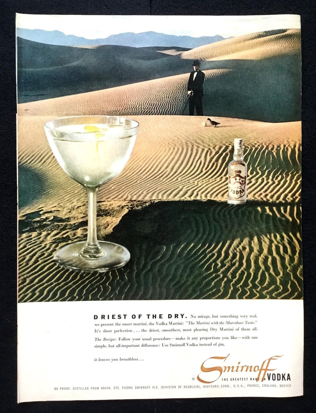1950s Smirnoff Vodka Ad, Desert Martini Print - Etsy