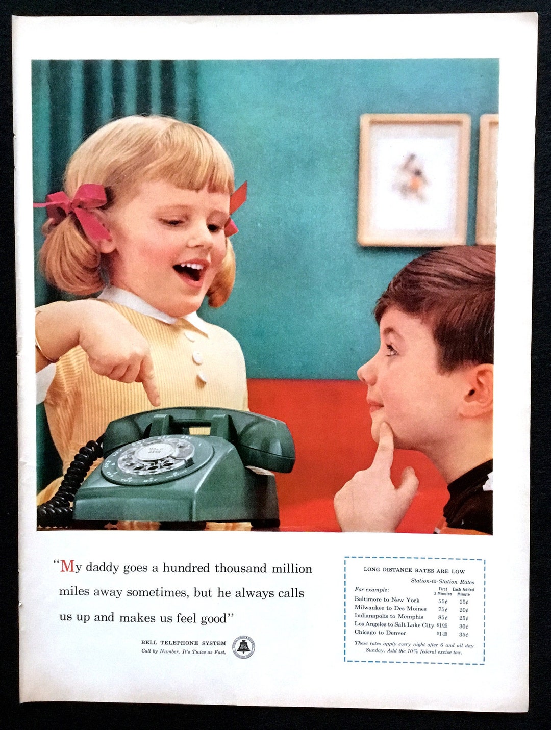 1957 Bell Telephone System Vintage Ad, Advertising Art, Rotary Phone ...