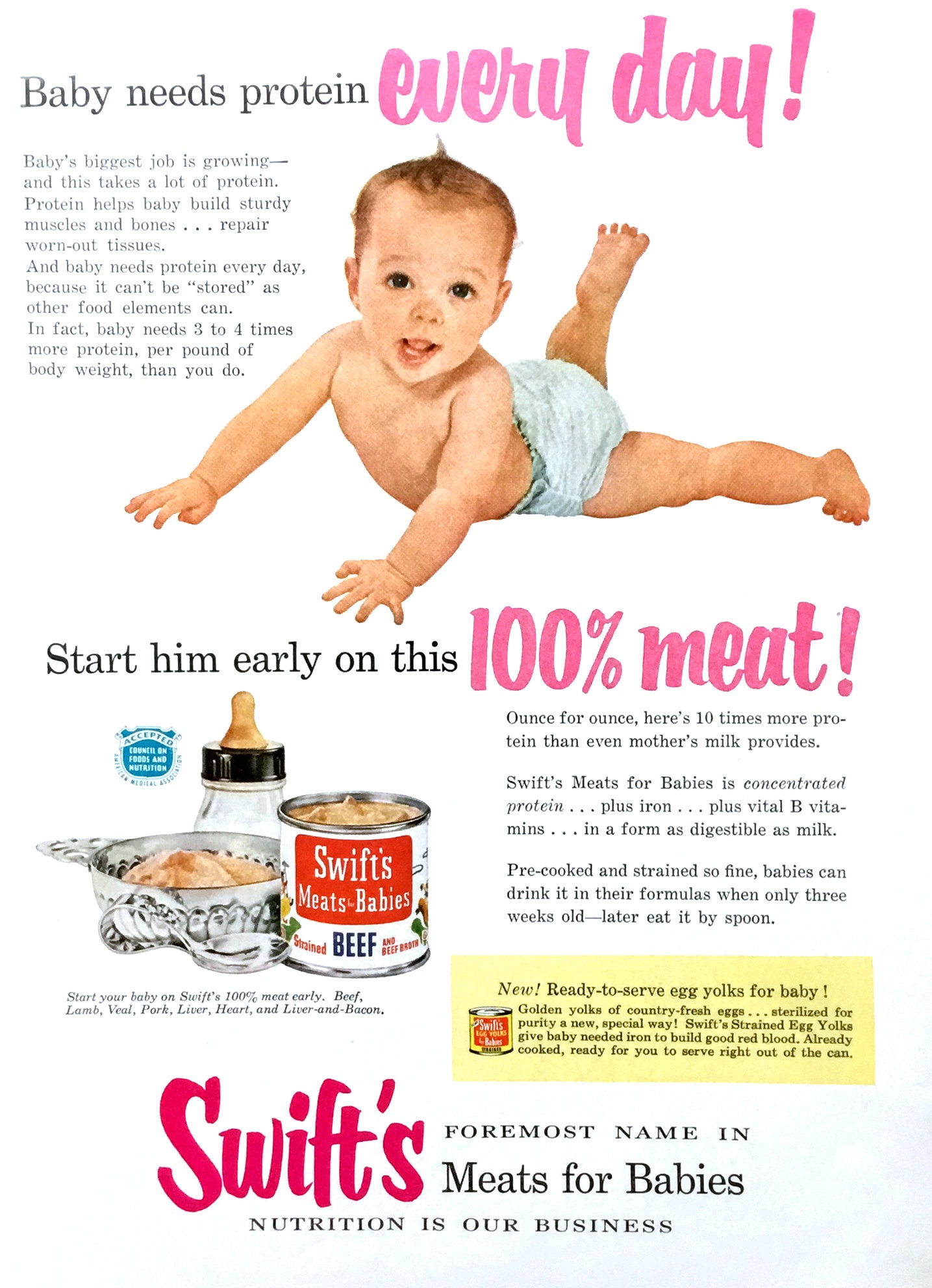 1950s Swift's Meats for Babies Ad, Vintage Magazine Print - Etsy