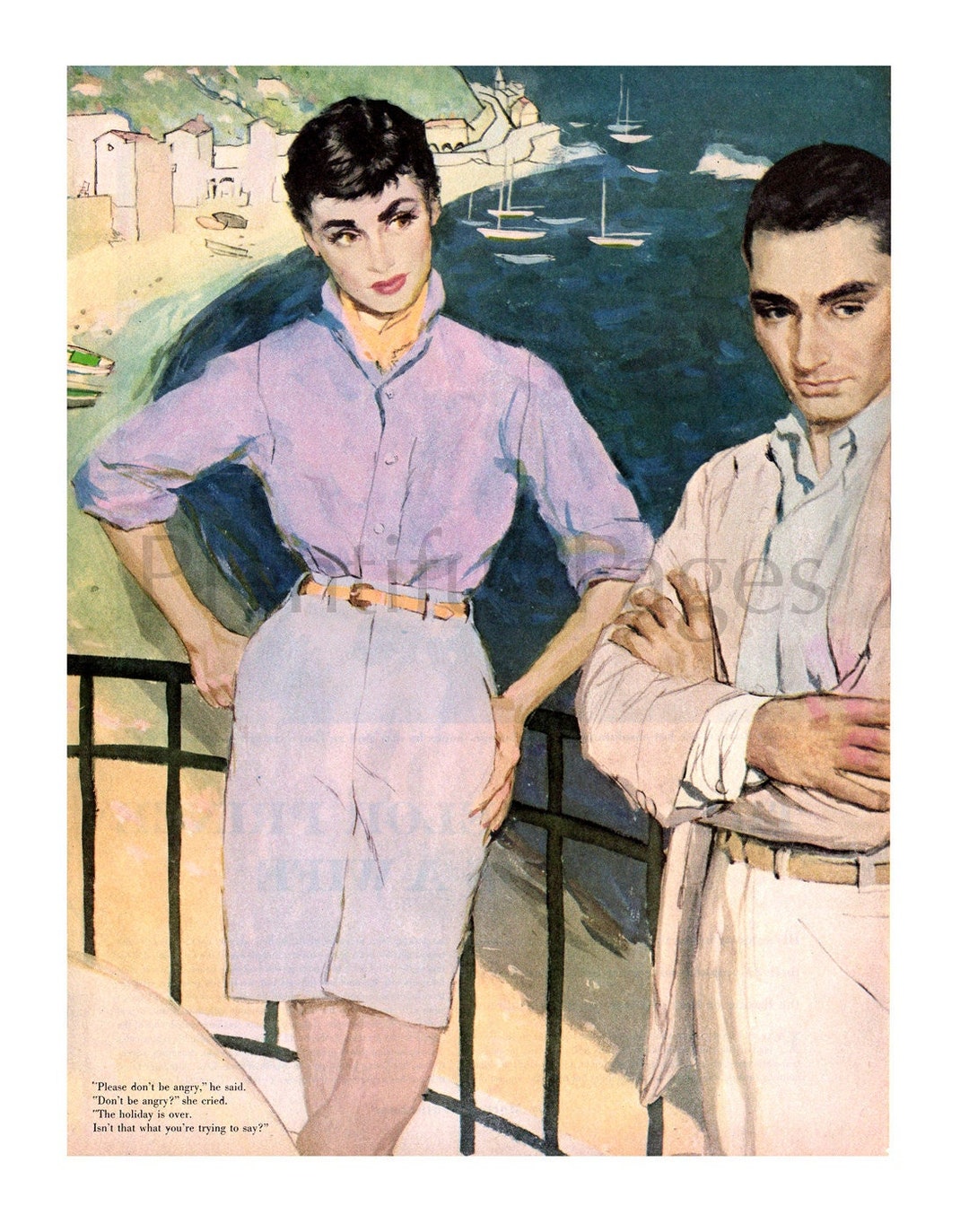 1955 Vintage Magazine Illustration, 1950's Couple, 1950's Fashion ...
