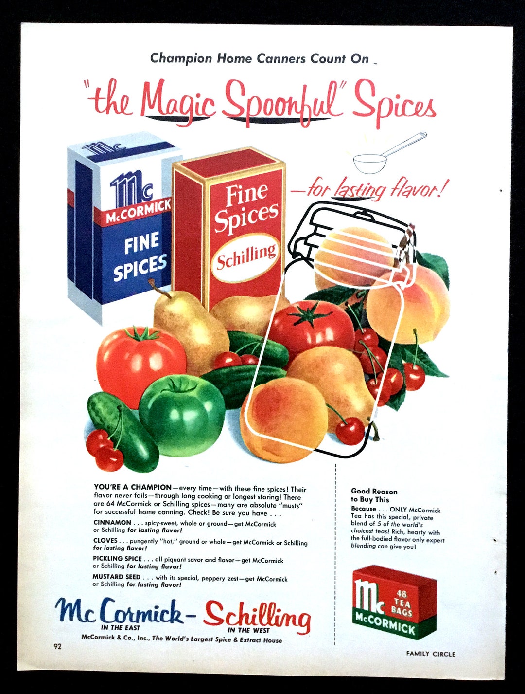 1953 Mccormick Schilling Spices Vintage Ad Advertising Art - Etsy