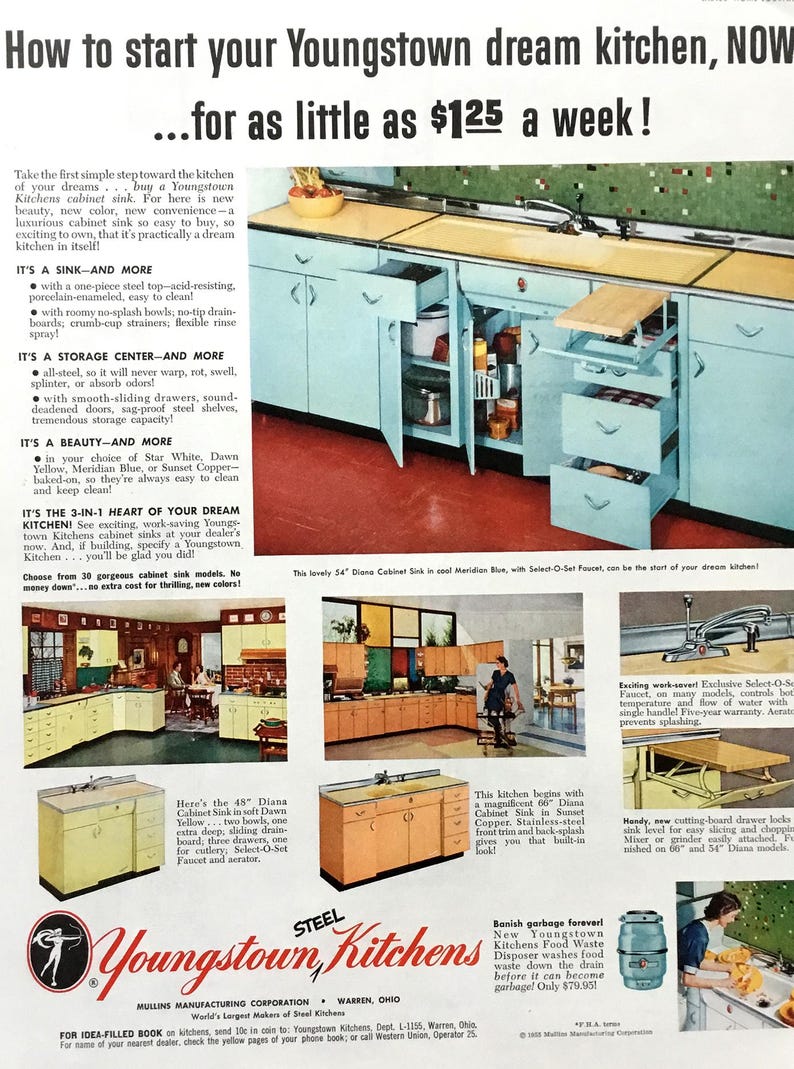 1955 Youngstown Kitchens Ad, Vintage Magazine Print - Etsy