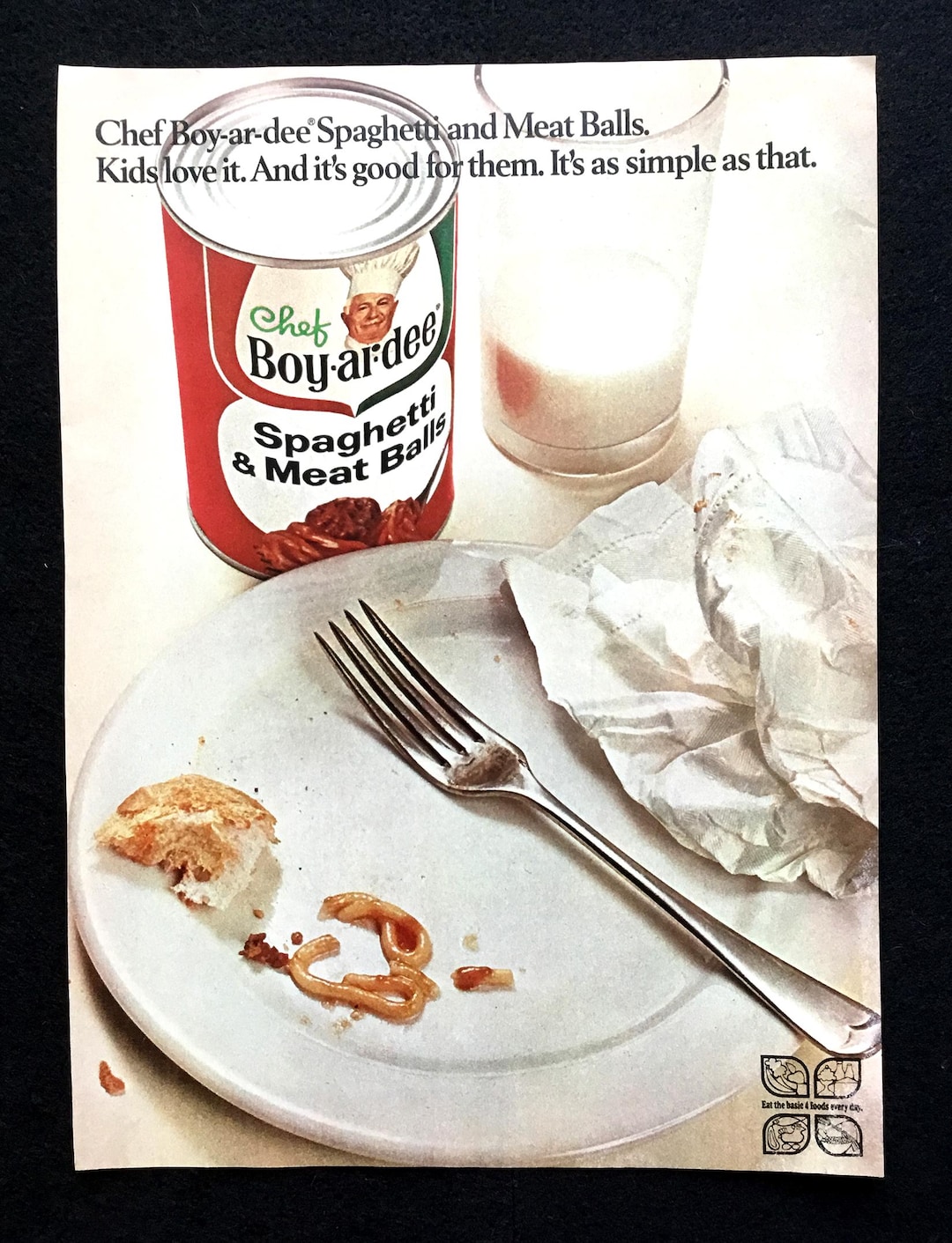 1971 Chef Boy-ar-dee Spaghetti Ad, Vintage Kitchen Art Print - Etsy