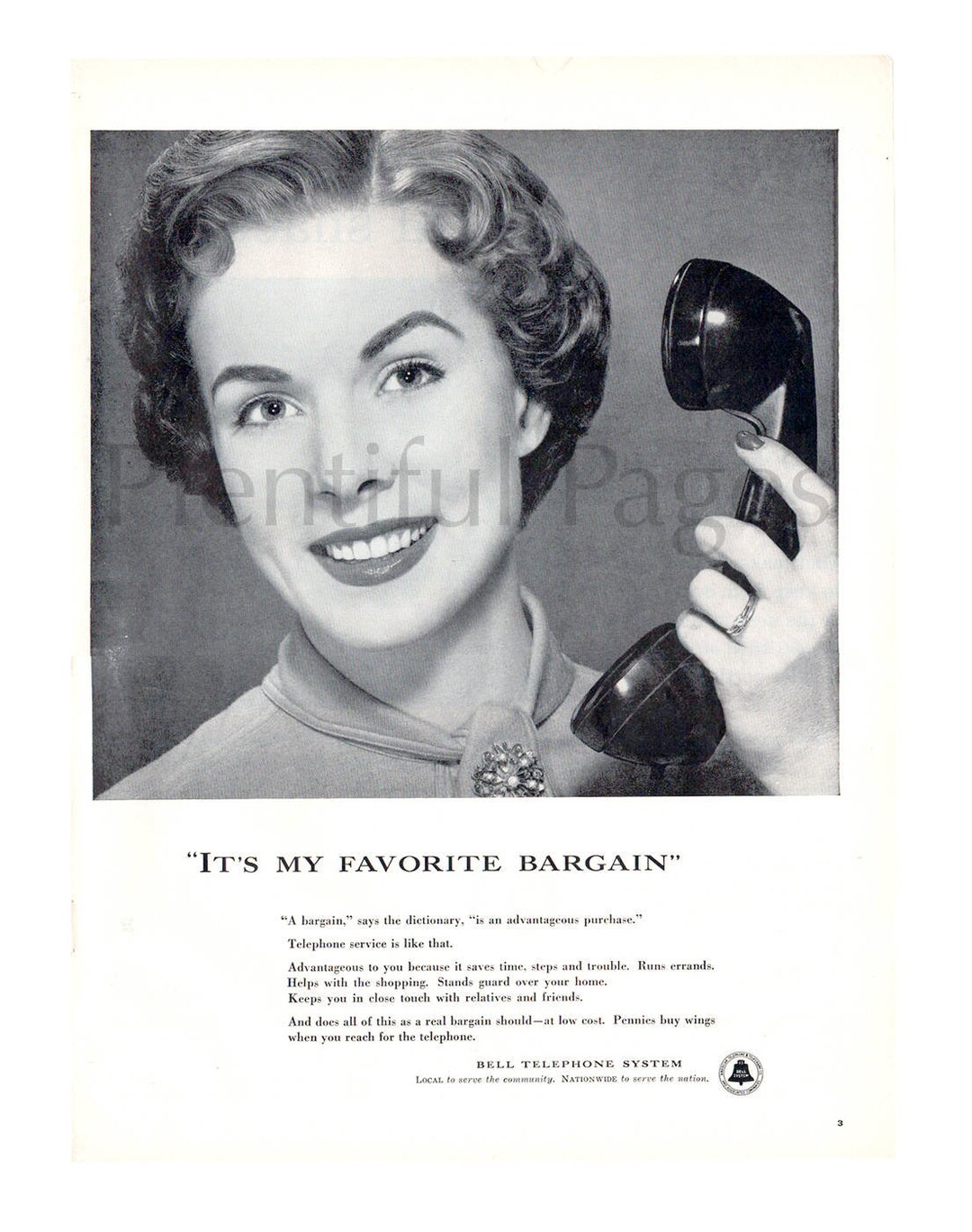 1955 Bell Telephone Ad, 1950s Fashion, Retro Telephone Art - Etsy