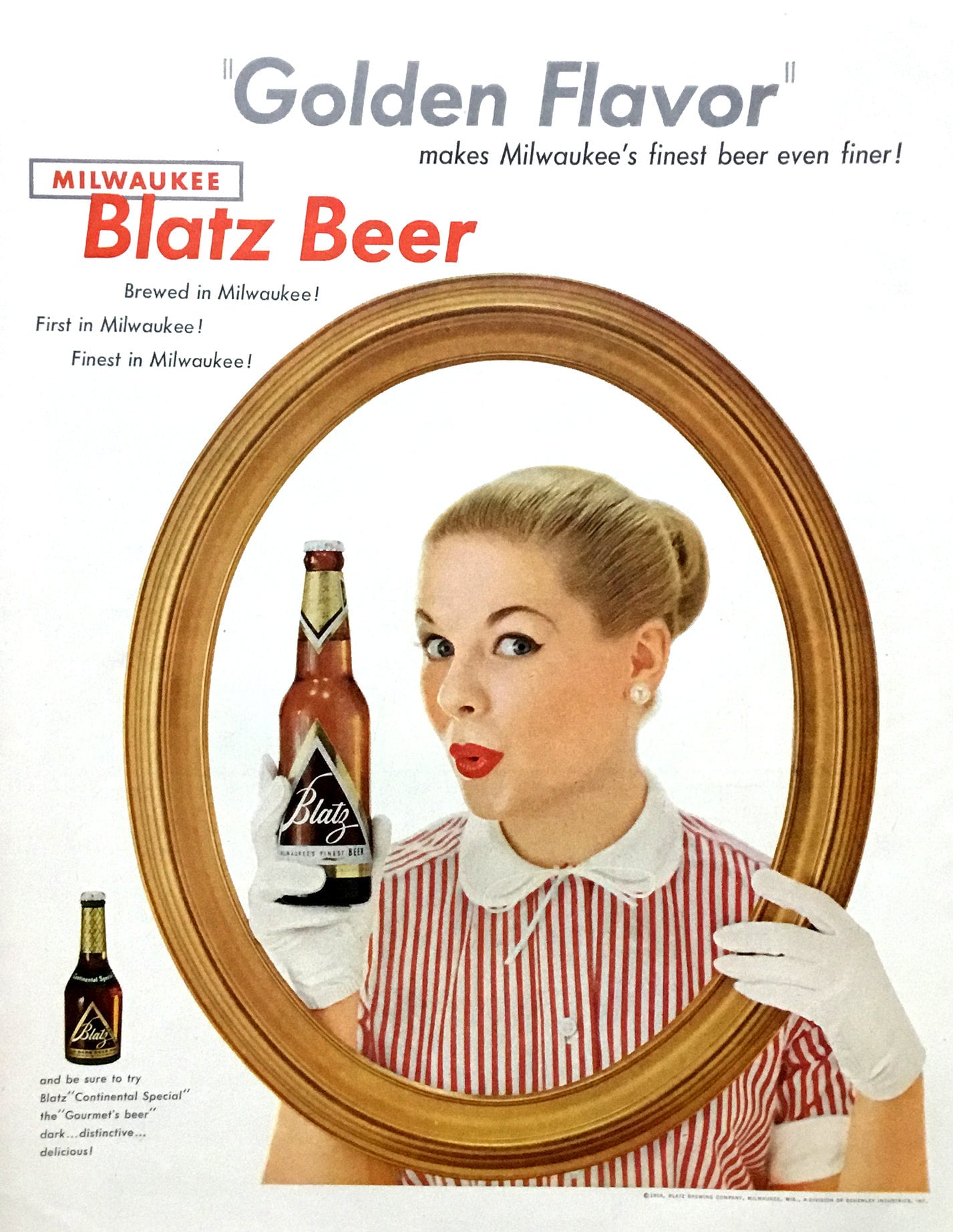 1954 Blatz Beer Ad, Milwaukee Advertising Art, "golden Flavor" - Etsy
