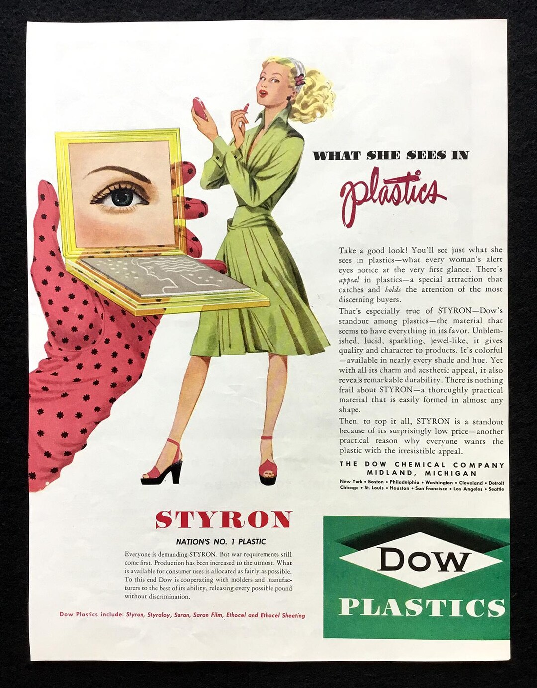 1945 Dow Plastics Vintage Ad, Advertising Art, Magazine Ad, Print Ad ...