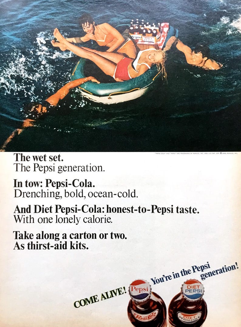 1966 Pepsi-cola Vintage Ad, Advertising Art, Print Ad, Magazine Ad ...