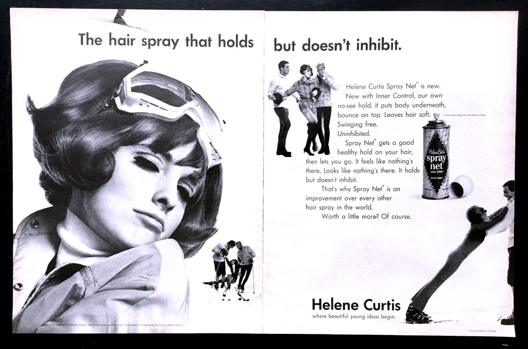 1965 Helene Curtis Hair Spray Ad, Skiing Print - Etsy