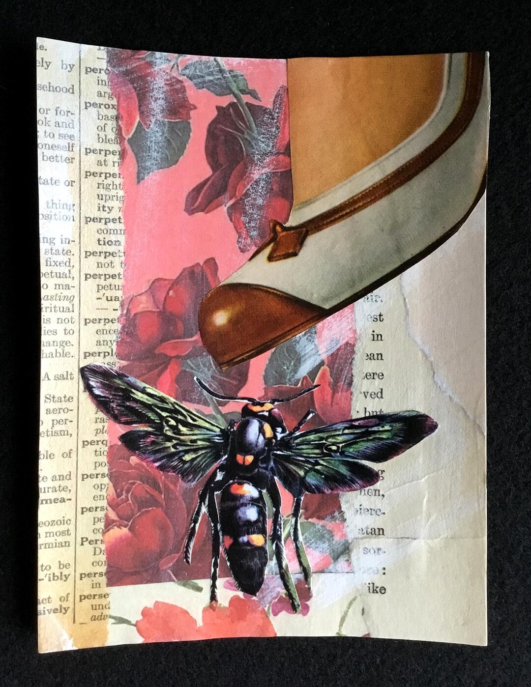 Original Collage Art, "squish", Handmade, Unframed Paper Collage, Wall ...