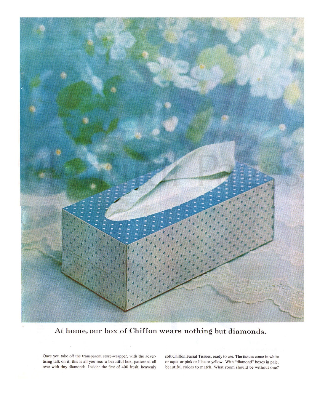1963 Chiffon Facial Tissues Vintage Ad, Advertising Art, Bath Tissues ...