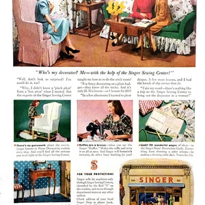1947 Singer Sewing Centers Vintage Ad, Advertising Art, Magazine Ad ...