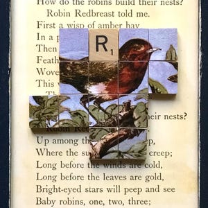 Collage Art, "what Robin Told", Hand Painted, Framed, Scrabble Tile ...