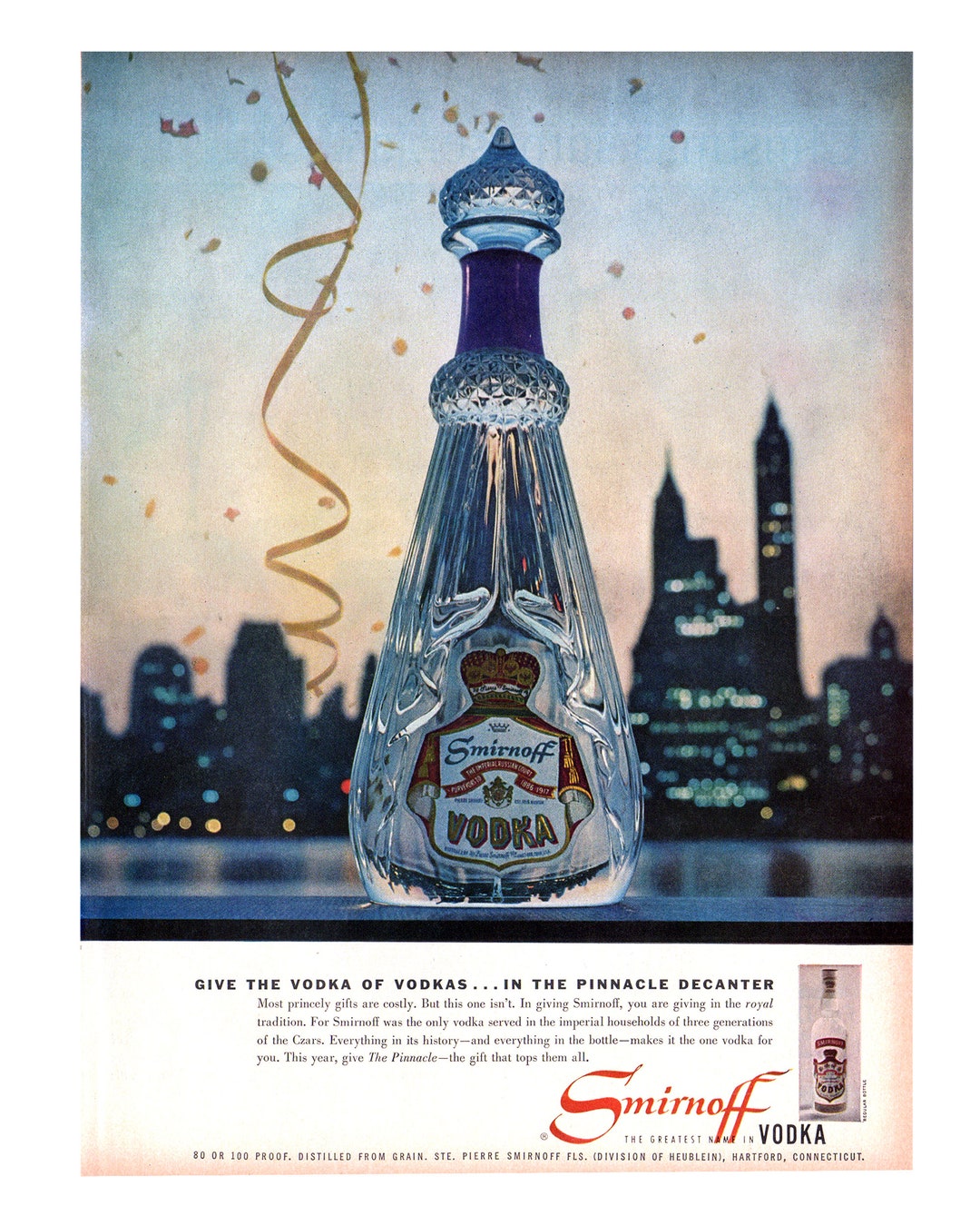 1957 Smirnoff Vodka Ad, Pinnacle Decanter, Vintage Magazine ...