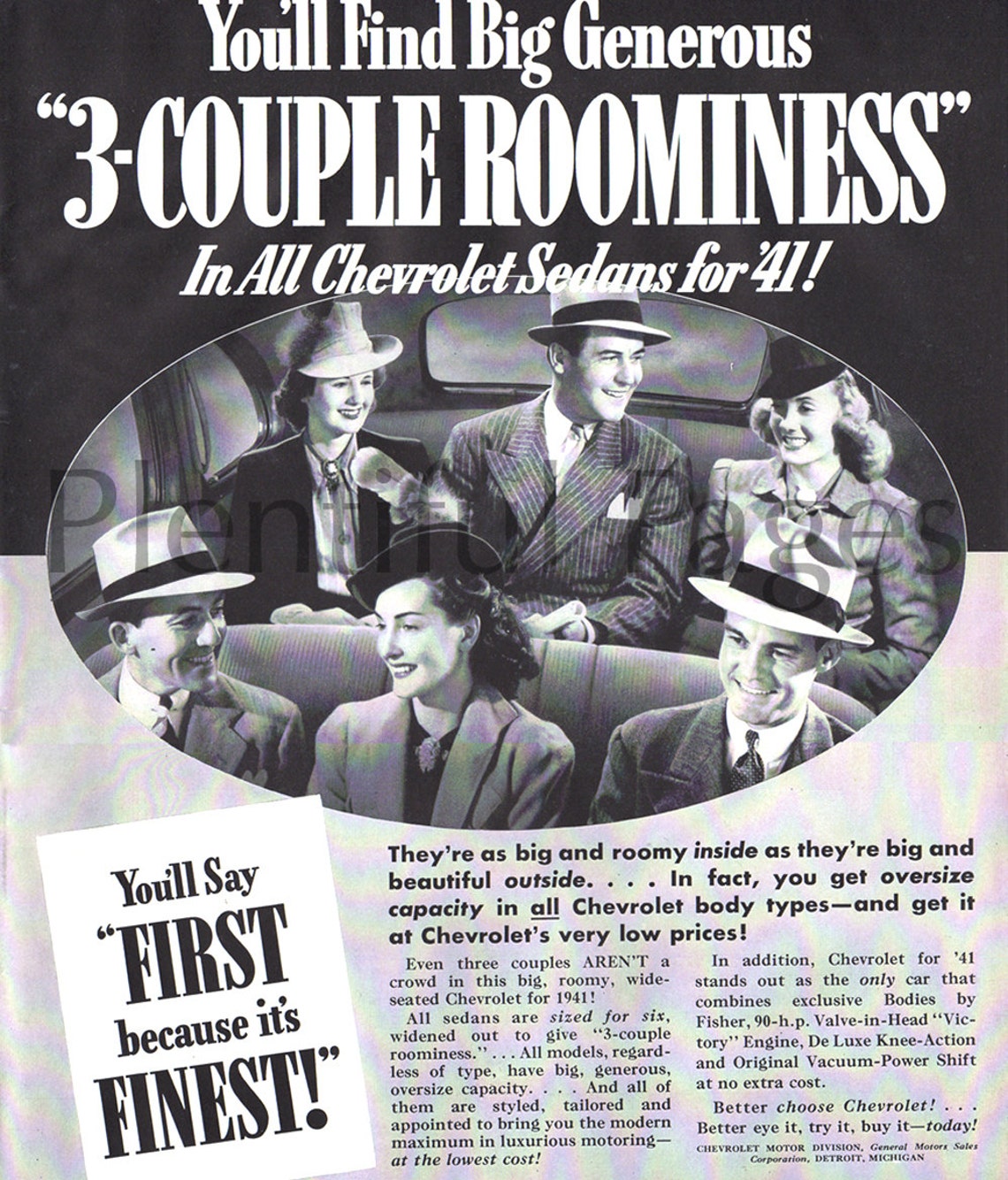 1940 Chevrolet Sedan Vintage Ad 1941 Chevy 1940's - Etsy