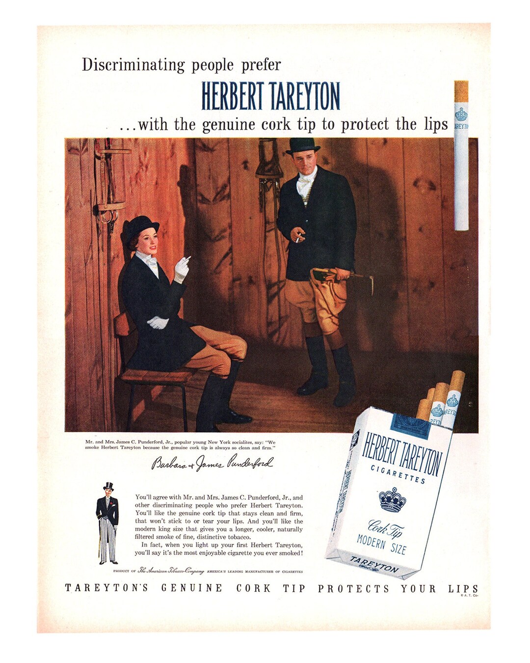 1954 Herbert Tareyton Cigarettes Vintage Ad, Advertising Art, Magazine ...