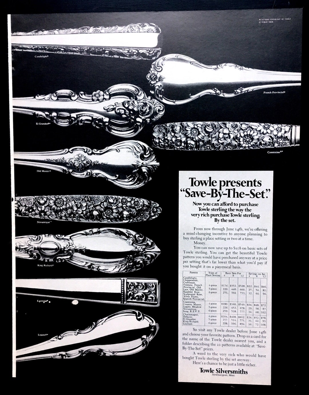 1969 Towle Silversmiths Vintage Ad, Advertising Art, Sterling Silver ...