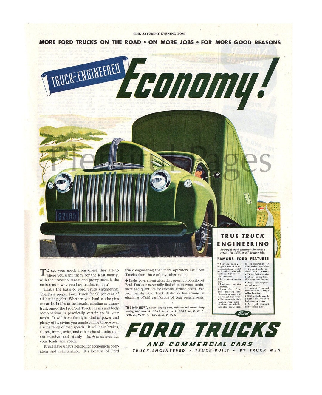 1945 Ford Trucks Vintage Ad, 1940's Ford, 1940's Trucks, Advertising ...
