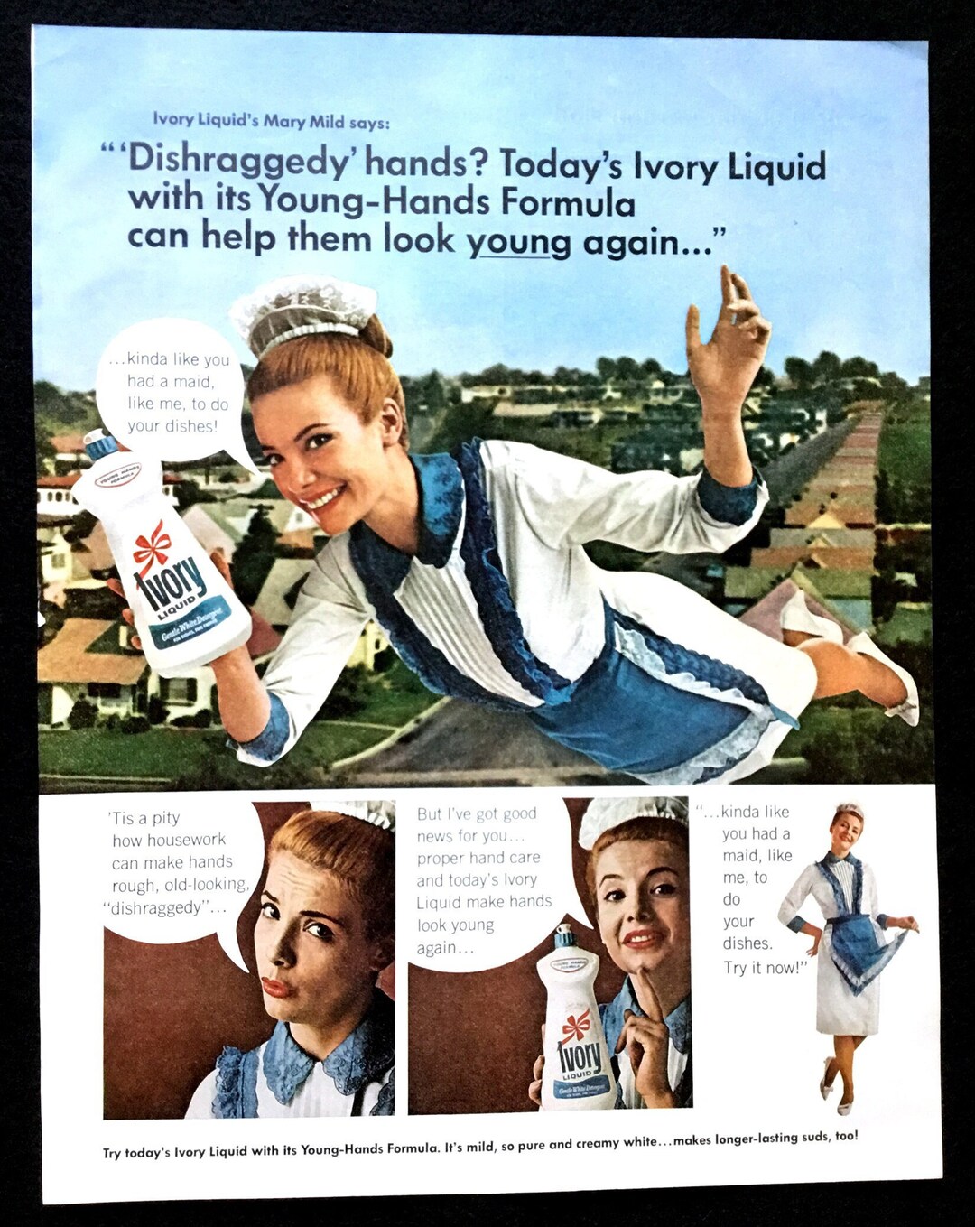 1966 Ivory Liquid Vintage Ad, Advertising Art, Dishwashing Soap ...