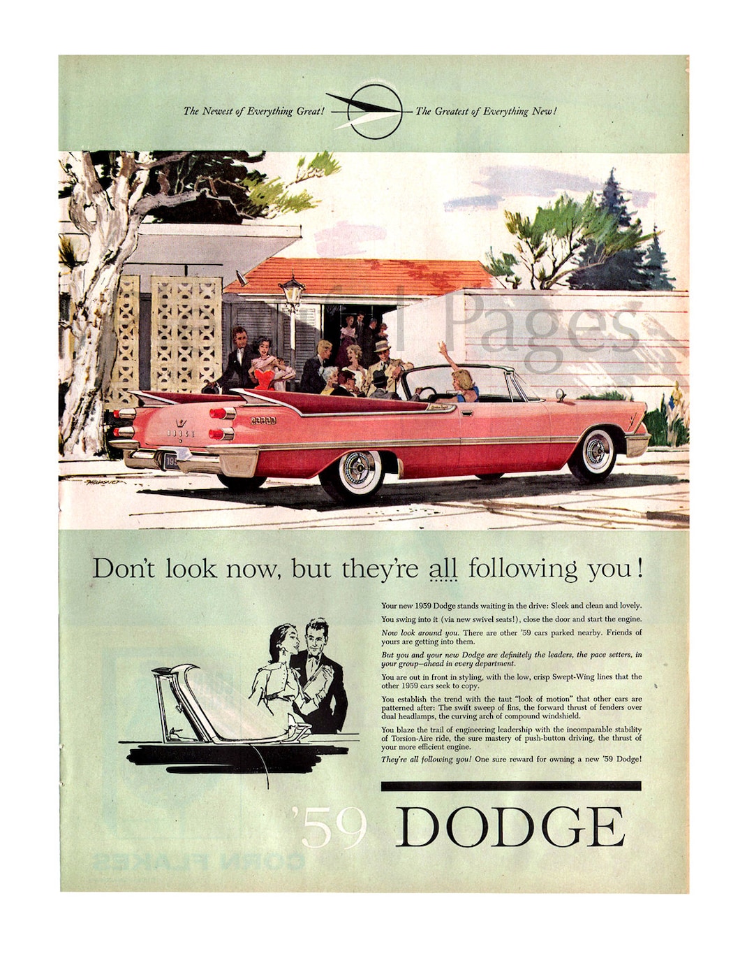 1959 Dodge Vintage Ad, Retro Car Ad, 1950's Couples, Advertising Art ...